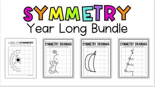 Lines of Symmetry Drawing Activity Bundle | Symmetry Art Worksheets