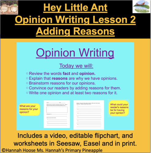 Opinion Writing Lesson 2- Adding Reasons to Opinions | TPT