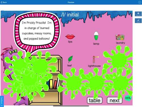 Slime the Monster Articulation for /l/ Boom Cards Distance Learning