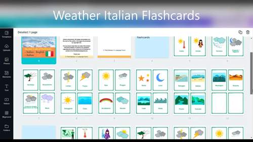 WEATHER ITALIAN FLASH CARDS | Italian flashcards weather ITALIAN ...