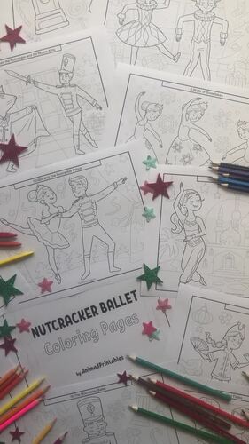 Nutcracker Ballet coloring pages with editable text labels | 16 ...