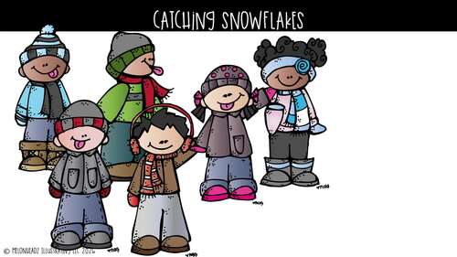Catching snowflakes clip art, winter, snow COLORED Version | TPT