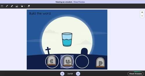 Halloween CVC Short U Word Building Google Slides by Prepped in Primary