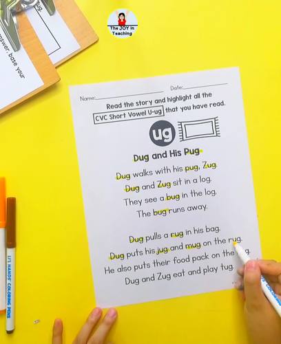 CVC Short Vowel U Reading Comprehension Passage by The Joy in Teaching