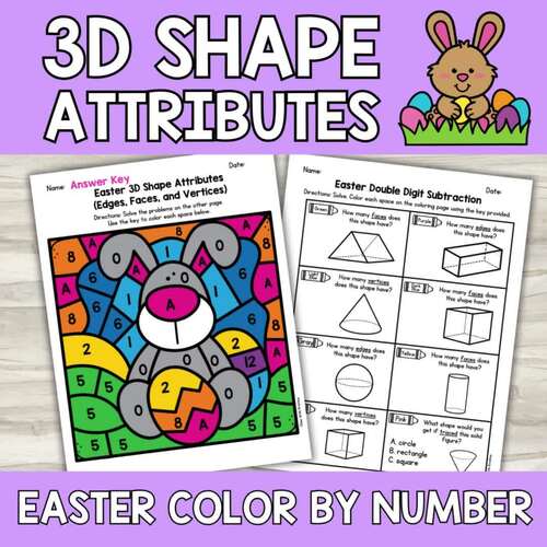Easter 3D Shapes Attributes Color by Number (Vertices, Edges, Faces ...