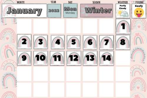 Preschool Wall Calendar for Kids | Calendar Base Poster by ...