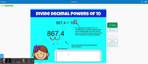 5th Grade Divide Decimal Powers of 10 Boom Card Activity by Math Mom Repeat