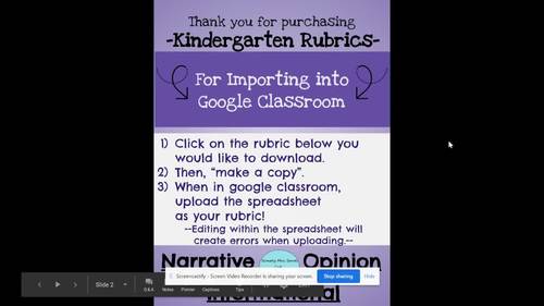 Kindergarten Writing Rubrics for Google Classroom by Simply Mrs Santi