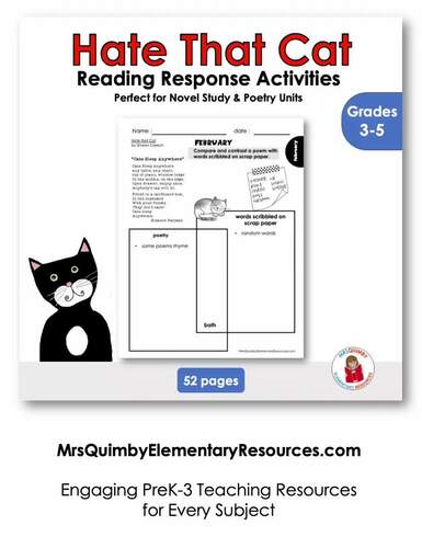 Hate That Cat | Reading Response Activities | Novel Study | Grade 3-5 ...