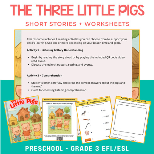 The Three Little Pigs Story + Worksheets | Fun EFL Reading & Writing Pack