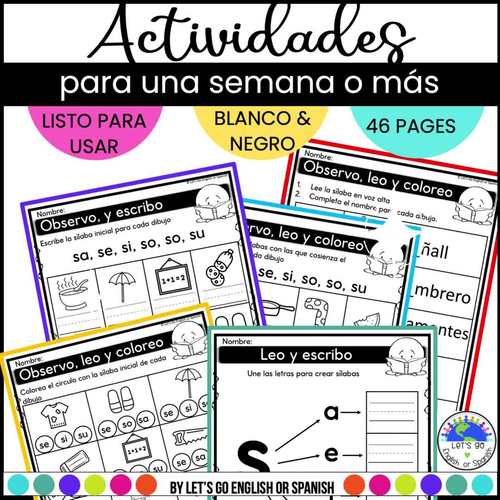 Silabas letra S sa, se, si, so su Centros y actividades Spanish reading ...