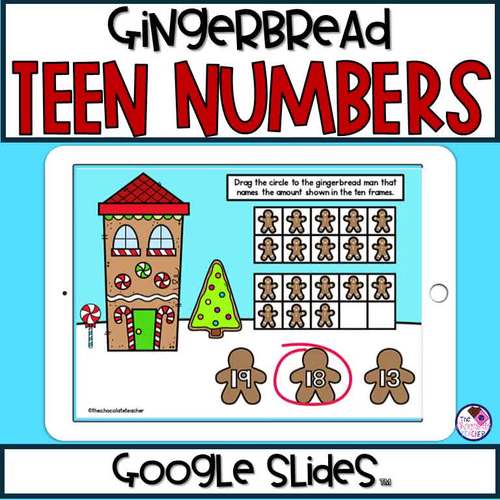 Teen Number Practice Gingerbread Ten Frame Math Numbers to 20 Google ...