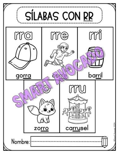 Actividades Práctica Sílabas con la letra RR | rra rre rri rro rru, Spanish