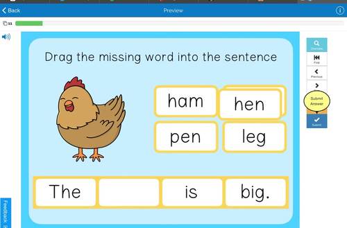 BOOM CARDS™ Short E and Sight words : Complete the sentence by The ...