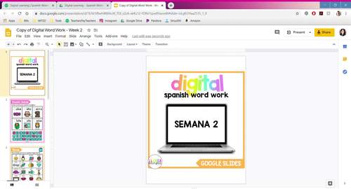 Spanish Word Work | Google Classroom™ by La Chica Bilingue | TpT