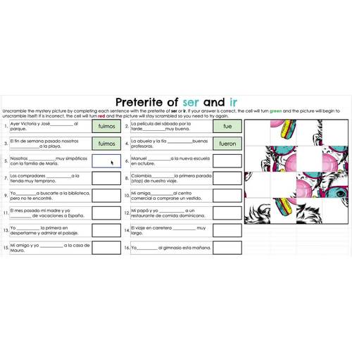 Preterito de los Verbos Ser o ir-Preterite of ser and ir Actividad Español