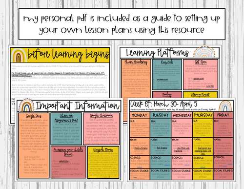 Distance Learning Lesson Plan & Info Sheets- Neutral Pack | TPT