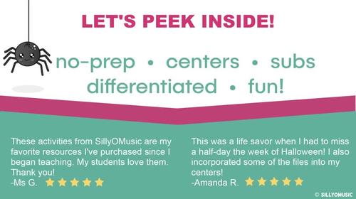 Halloween Music Worksheets and Activities by SillyOMusic | TpT