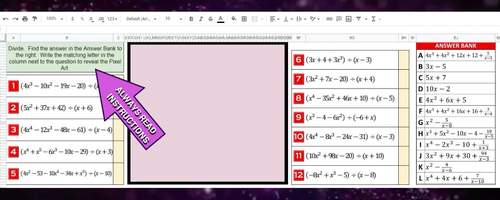PIXEL ART: Divide Polynomial - Synthetic Division (2 Options) DISTANCE ...