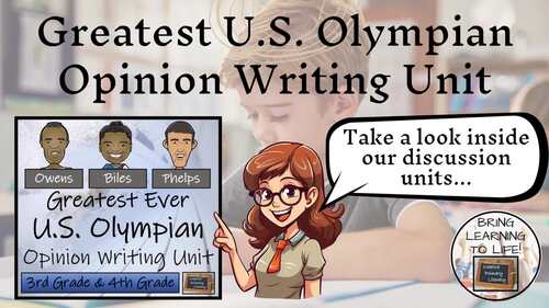 Greatest U.S. Olympian Opinion Writing Unit | 3rd Grade & 4th Grade