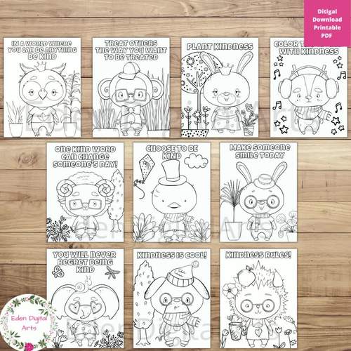 10 Kindness Encouraging Quotes Animal Coloring Pages Be Kind Class ...