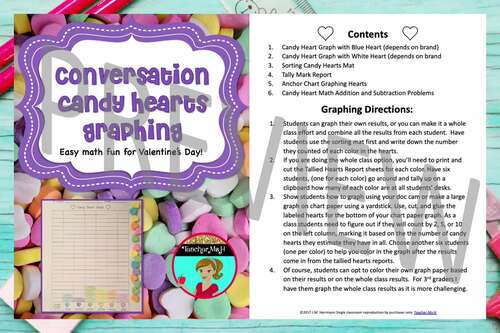 Valentines Candy Conversation Hearts Graphing - Valentines Day Math