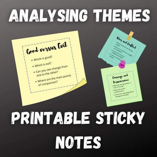 Printable Literary Theme Sticky Notes | Editable | Any Novel, Poem or Play