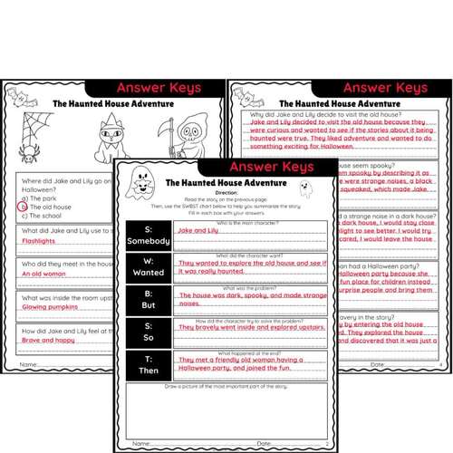 Halloween Reading Comprehension | Haunted House Story | SWBST | Grades 2–3