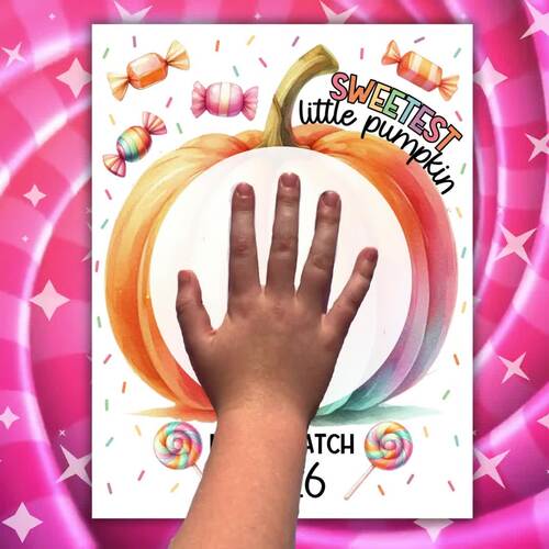 2026 Halloween Pumpkin Patch Handprint Craft, Fall Preschool Candy Activity