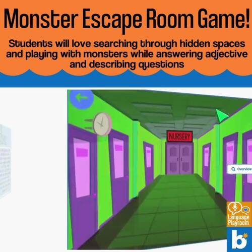 Describing with Adjectives Monster School Escape Room BOOM CARDS Speech ...