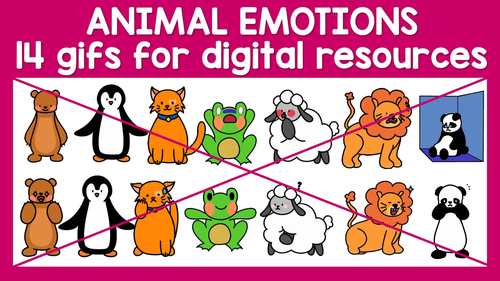 Animated GIFs Animal Emotions by Little Patches Learning Club | TpT