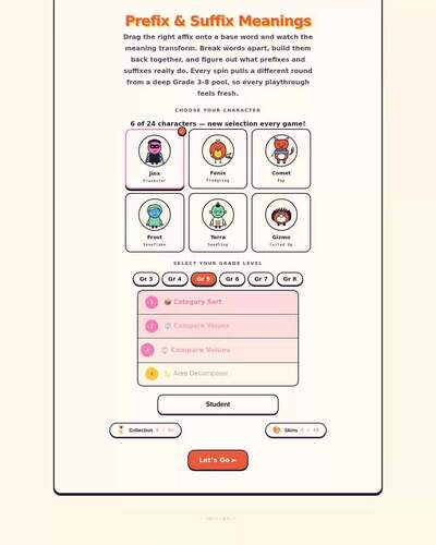 Prefixes and Suffixes Digital Morphology Game Grades 3 4 5 6 7 8 No Prep
