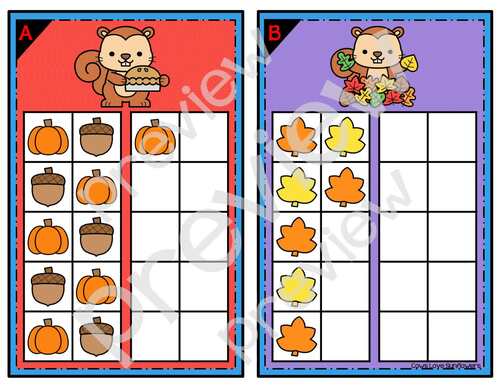 Fall Squirrels | Double Ten Frames Math Scoot Activity (0-20) | Teen ...