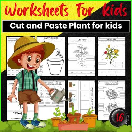 Cut and Paste Plant Worksheets activities PreK to 1st grade | TPT