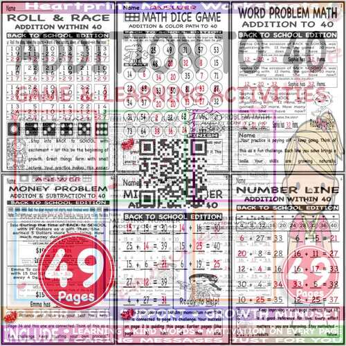 First Grade Math Centers Addition Fact Fluency, Adding 40, Making 40 to ...