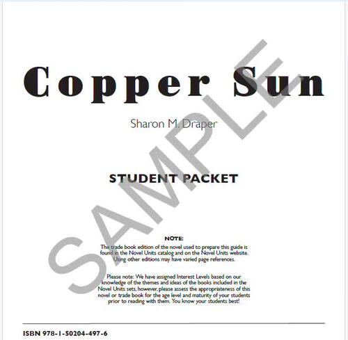 Copper Sun Novel Units® Student Packet Novel Study | TPT