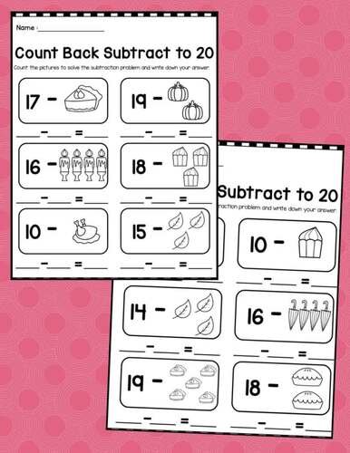 Fall Themed Subtraction Worksheets Bundle for Engaging Math Fun by ...