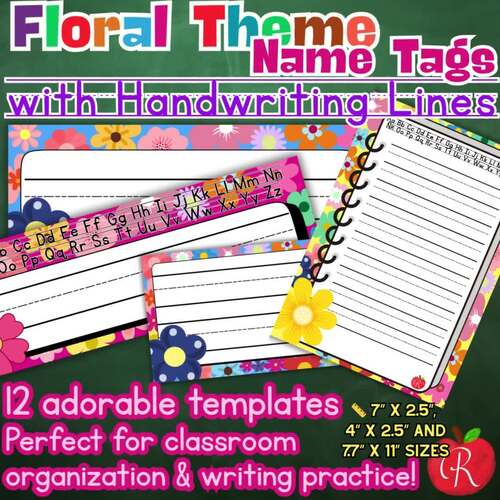 Floral Name Tags | Handwriting Lines & Alphabet | Classroom Labels