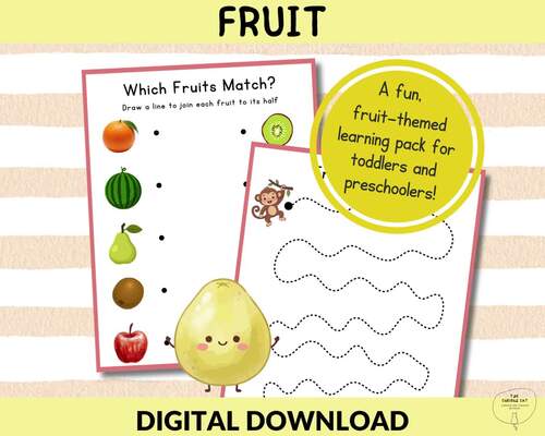 Fruit Learning Bundle for Ages 3-4 | Preschool Worksheets and Activities