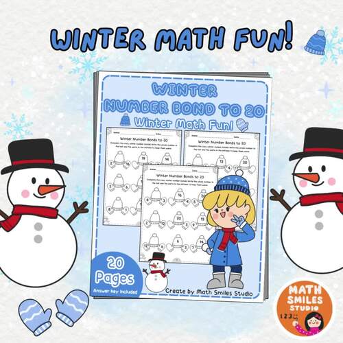 Winter Number Bonds to 20 | Hat & Mittens Math Worksheet | 1st-2nd Grade