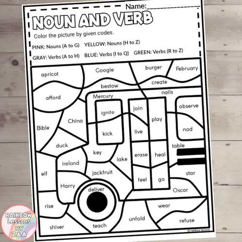 Back to School Color By Code | Back to School Coloring Page | Noun and Verb