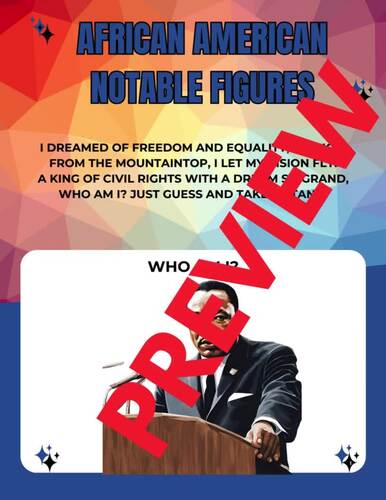 Who Am I? African American Figures Riddle Poster Set of 20 (Grades K-6)