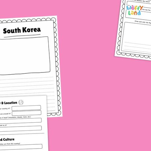 SOUTH KOREA Country Research Project | Asia Printable Geography Worksheets