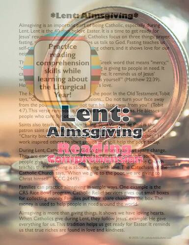 Lent Almsgiving Catholic Tradition Reading Comprehension Passage ...