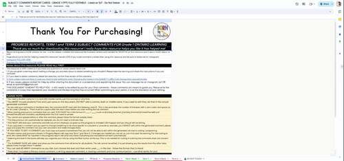 Grade 1 SUBJECT COMMENTS & LEARNING SKILLS GENERATOR for REPORT CARDS ...