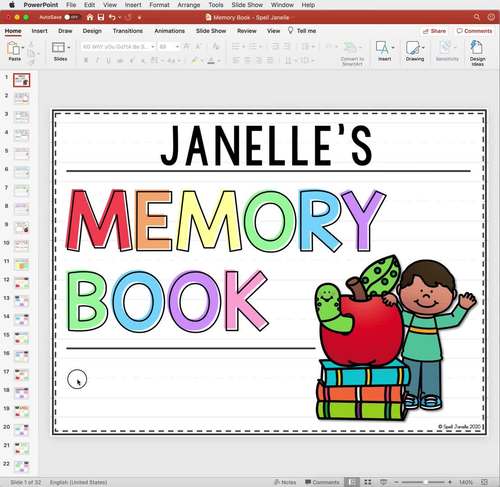 Digital Memory Book Back to School or End of the Year by Spell Janelle