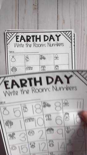 Earth Day Math Activity Write the Room | NUMBERS 1-20 | Tallies & Ten ...