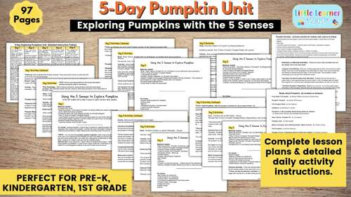Pumpkin Unit Lesson Plans-Exploring With 5 Senses-Pumpkin Life Cycle ...