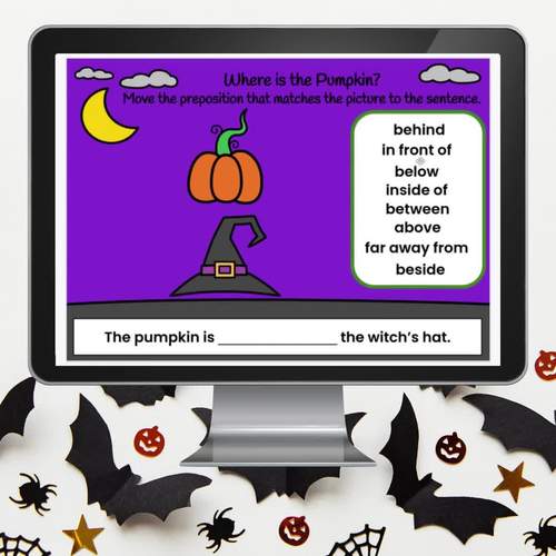 Halloween Prepositions Activities Digital and Print Following Instructions