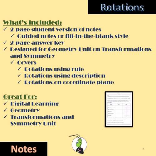 Rotations Geometry Guided Notes Transformations and Symmetry Unit